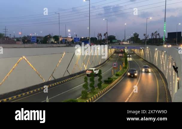 View of traffic on main road in city Lahore of Pakistan on May 2, 2024 ...