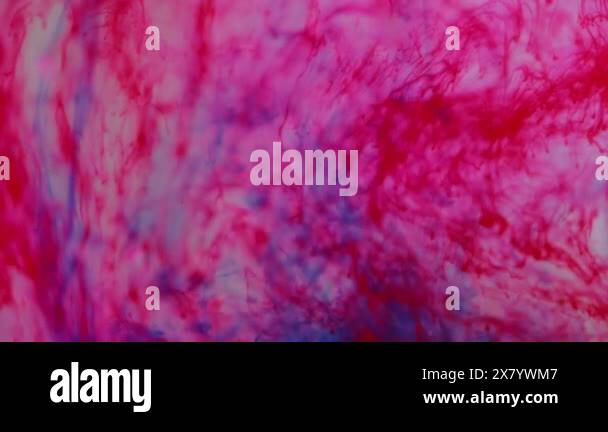 Paint water. Biology ink. Defocused red blue color dripping blood ...