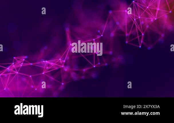 Abstract pink dots and lines on a purple gradient background. Looped ...