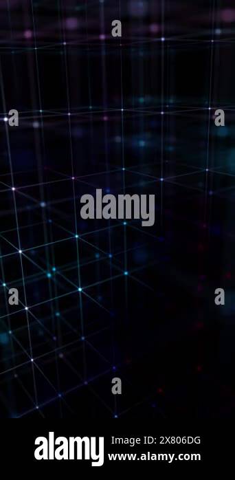 Vertical video - glowing neon colored cubic grid of digital data nodes ... Vertical video - glowing neon colored cubic grid of digital data nodes ...