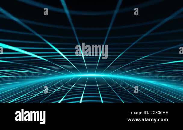 Retro futuristic cyberpunk grid motion background with blue glowing ...