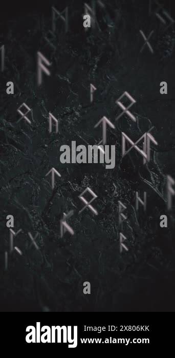 Vertical video - dark grunge runic motion background with gently moving ...