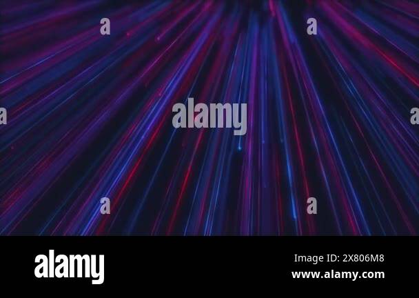 A high speed stream of neon red and blue digital fiber optic light beam ...