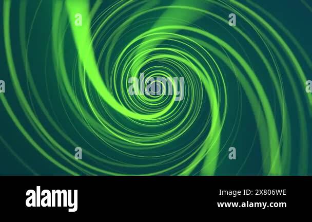 A spinning spiral of glowing green neon light beams. Full HD and looping vibrant abstract ...