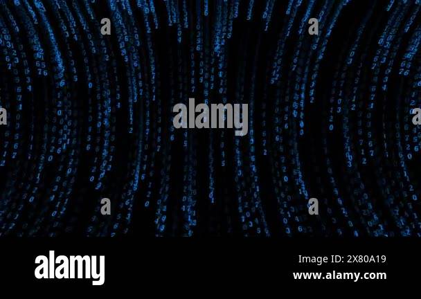 Animated Digital Cyberspace with matrix numbers rain and Digital Data Network Connections. Cyber ...