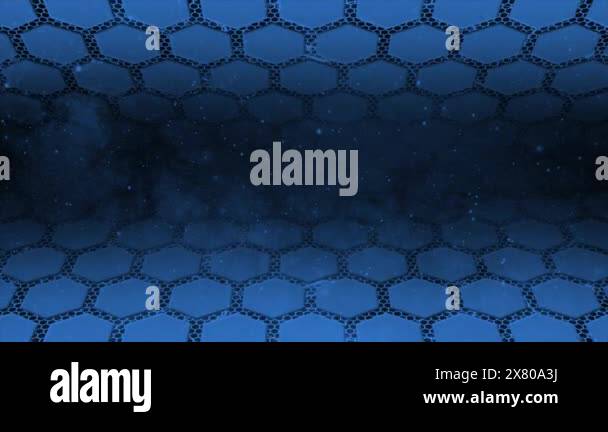 Animated abstract hi-tech hexagonal shapes with moving particles in ...