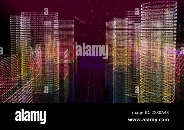 Animated Flying through the 3d cyber city in cyber space ,hi-tech sci ...