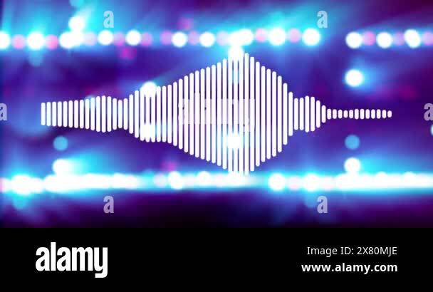 Sound wave in front of a concert or stage lights. Seamlessly looped ...