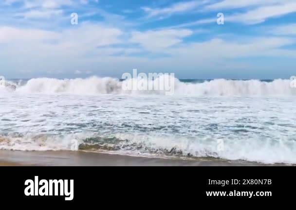 Extremely high huge big powerful surfer waves on the tropical beach in ...