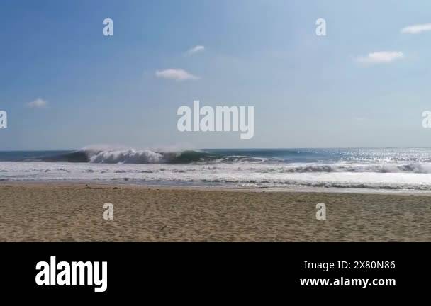 Extremely high huge big powerful surfer waves on the tropical beach in ...