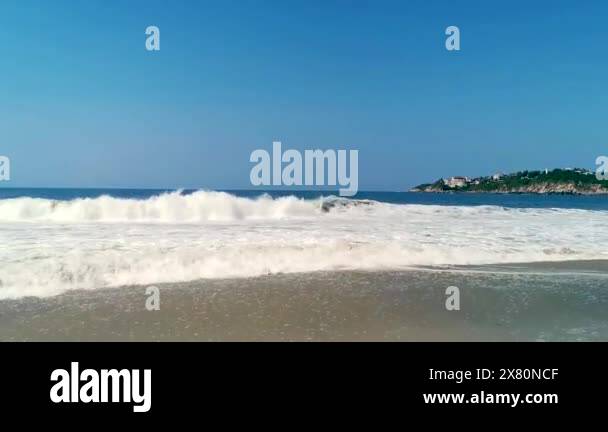 Extremely high huge big powerful surfer waves on the tropical beach in ...