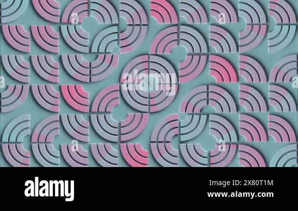 Digital loop animation of a repeating geometric pattern of intertwining colorful shapes. Soft ...