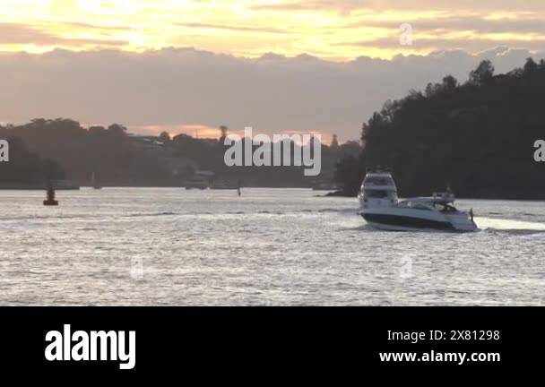Beautiful sunset over Sydney Harbor, looking towards Goat Island and ...