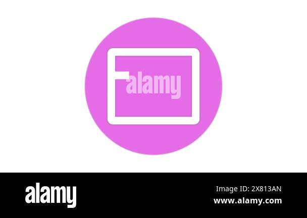A minimalist icon of a web browser window with a pink circular ...