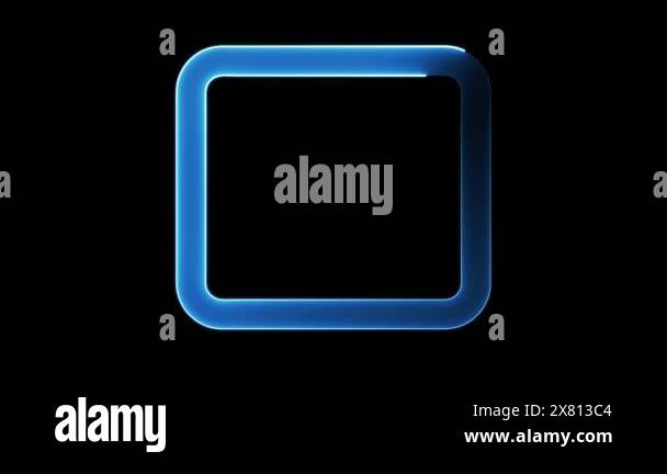 A glowing blue square with rounded corners on a black background Stock ...