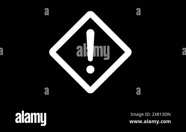 A white exclamation mark inside a diamond shape on a black background ...