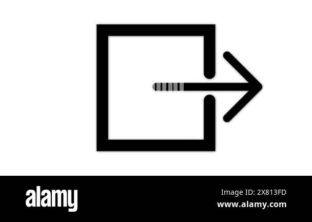 A black logout or exit icon on a white background. The icon features a ...