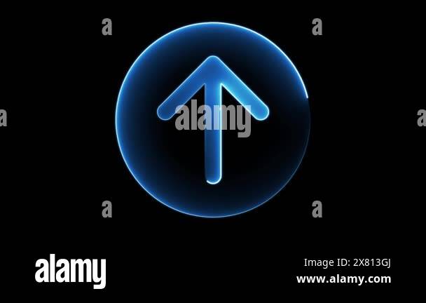 A glowing blue arrow pointing upwards inside a circular border on a ...