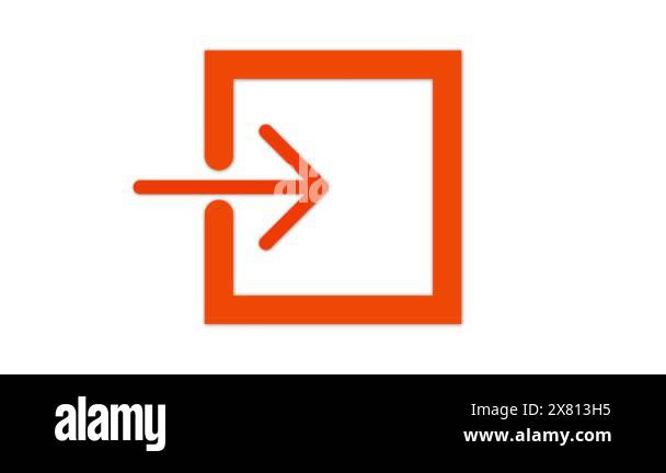 An orange arrow pointing right, entering a square outline on a white ...