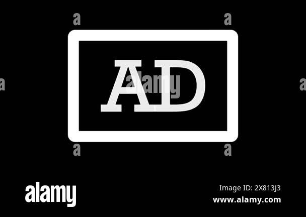 A black background with a white rectangular border and the letters 'AD ...