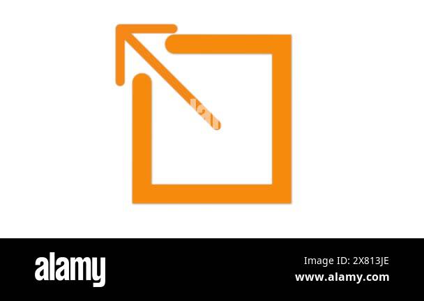An orange square with rounded corners and an arrow pointing outwards ...