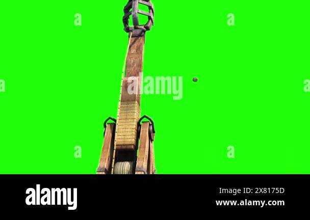 Catapult Wall Destruction Debris Green Screen Back Smoke Medieval 3D ...