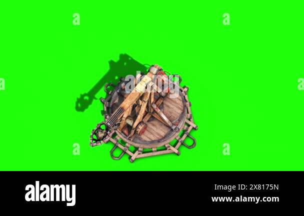Catapult Wall Destruction Debris Green Screen Top Smoke Medieval 3D ...
