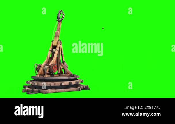 Catapult Wall Destruction Debris Green Screen Smoke Medieval 3D ...