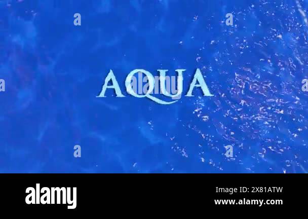 Aqua text word under water with reflection refraction video effect ...