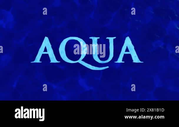 Aqua text word under water with reflection refraction video effect ...