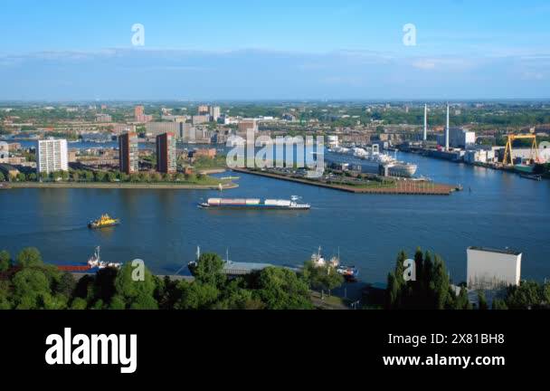 ROTTERDAM, NETHERLANDS - MAY 14, 2017: View of Rotterdam city with SS ...