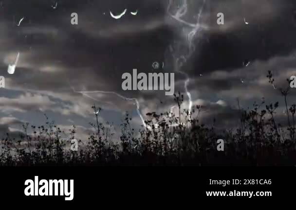 Background, Rain with strong lightning, thunderstorm with a flash in ...