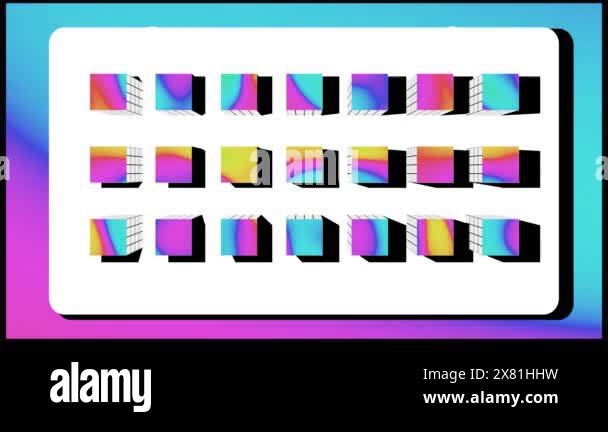 This seamless loop animation features rotating 3D cubes with colorful ...