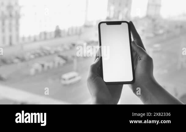 Phone blank screen template video, smartphone white screen mock-up ...