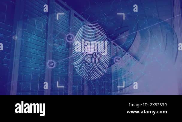 Fingerprint scan video animation. Biometric identification scanning ...