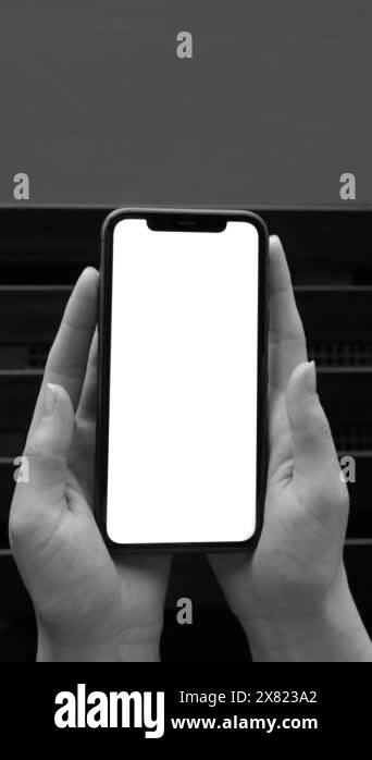 Phone blank screen template video, smartphone white screen mock-up ...