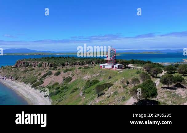 Ayvalik Sarimsakli beach and ancient quarry unique rock shapes sea blue ...