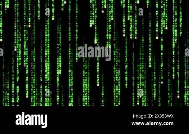 Falling Green code in the matrix style. Animation digital background ...