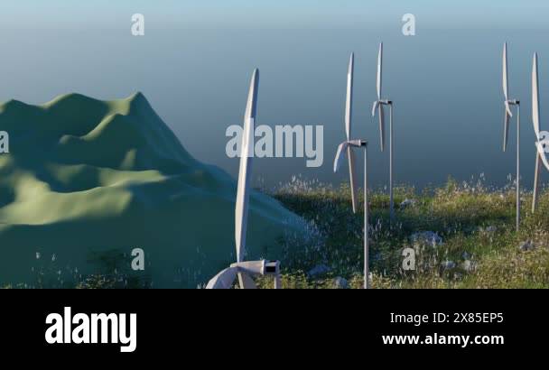Wind turbine rotates with the air to generate sustainable and clean ...