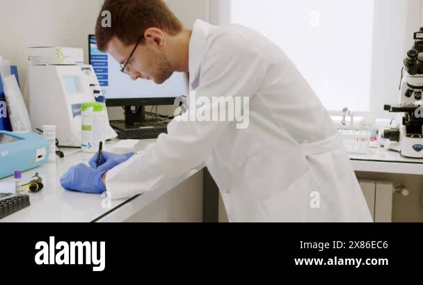 Medical Research Laboratory.Scientist Working Analysing Microbiology ...