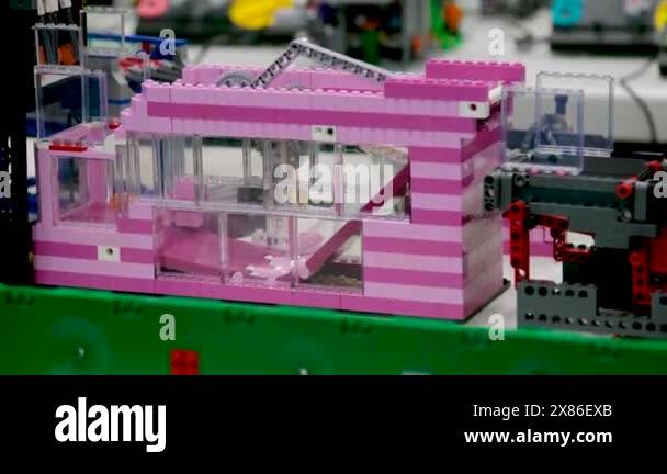 a city completely made of Lego blocks houses cars streets trains trams ...