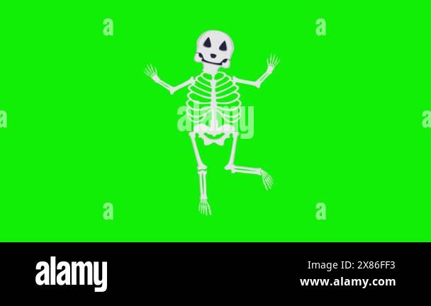 Cartoon skeleton movement 2d animation, animated 4k video on green ...
