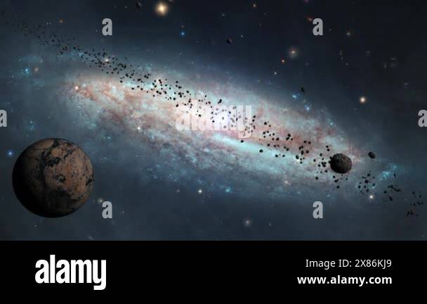 Galaxy Space flight exploration space rock scence through outer space ...