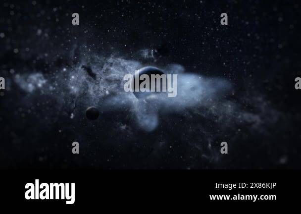 Space Scence Abstract Dark Blue Alien Planet Exploration Through Outer Space Towards In The