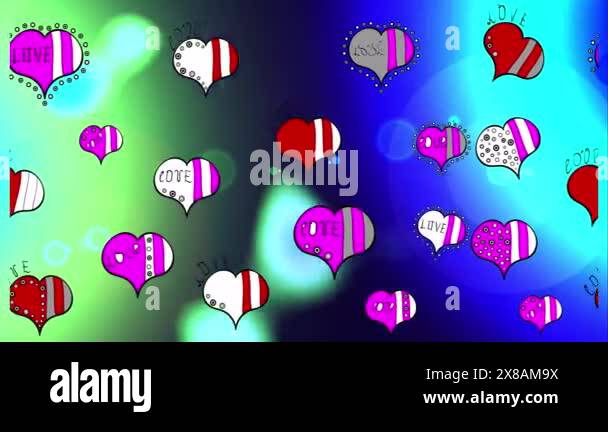 Seamless. love pattern with nice lettering calligraphy text and hearts ...