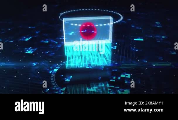 Made in Japan technology export hologram symbol appears on a digital ...