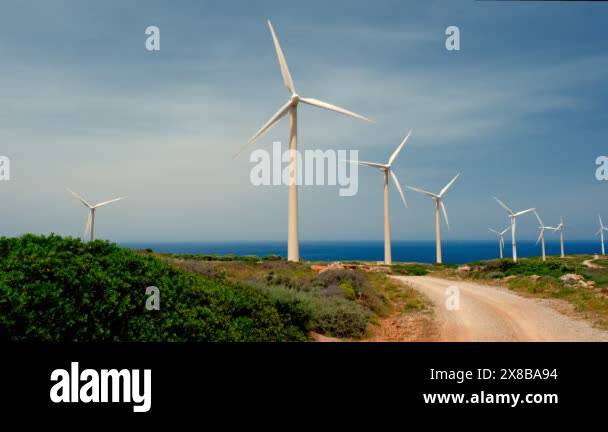 Crete, Greece - May 19, 2019: Green renewable alternative energy ...