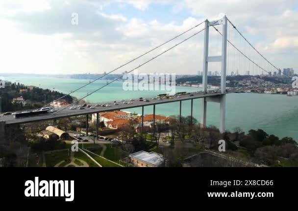 Istanbul's Iconic Bridge: 4K Drone Video Footage of Aerial View of ...