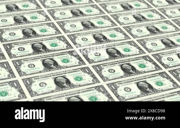 Dynamic Dollar Bills: 4K Video Footage of Looping American One Dollar ...