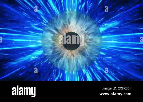 Detailed blue iris with dynamic psychedelic visuals. Motion graphics ...
